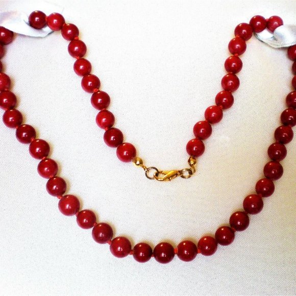 Jewelry | Vintage Ox Blood Red Enhanced Coral Color Stone 75mm8mm ...